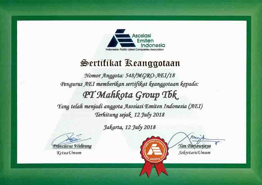 Standard and Certification | PT Mahkota Group Tbk (MGRO)